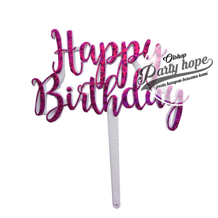 Jual topper cake HBD PINK/ topper cupcake HBD/ topper cake HBD/ hiasan ...