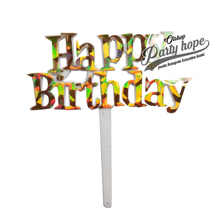 Jual topper cake hbd gold/ topper cupcake hbd/ topper cake hbd/ hiasan ...