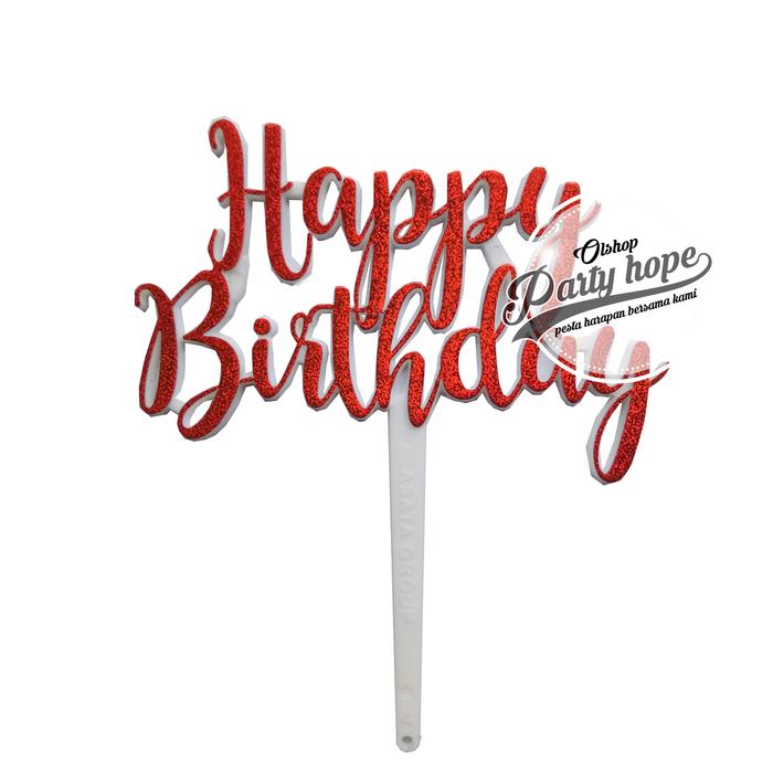 Jual topper cake hbd merah/ topper cupcake hbd/ topper cake hbd/ hiasan ...