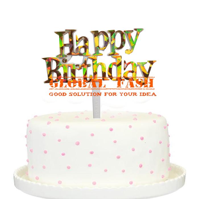 Jual topper cake happy birthday GOLD / topper cupcake HBD / topper cake ...