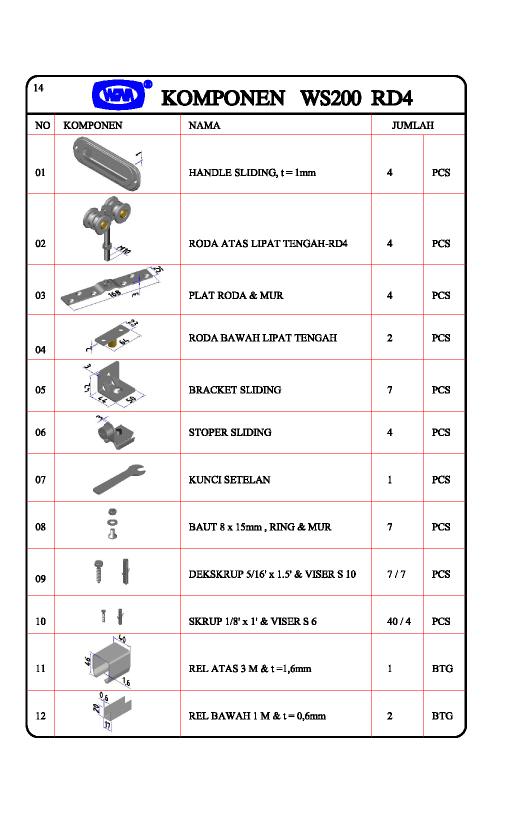 Jual Wina Sliding, WS200, panjang Rel 3m uk. rel : 4x4cm - Kab ...