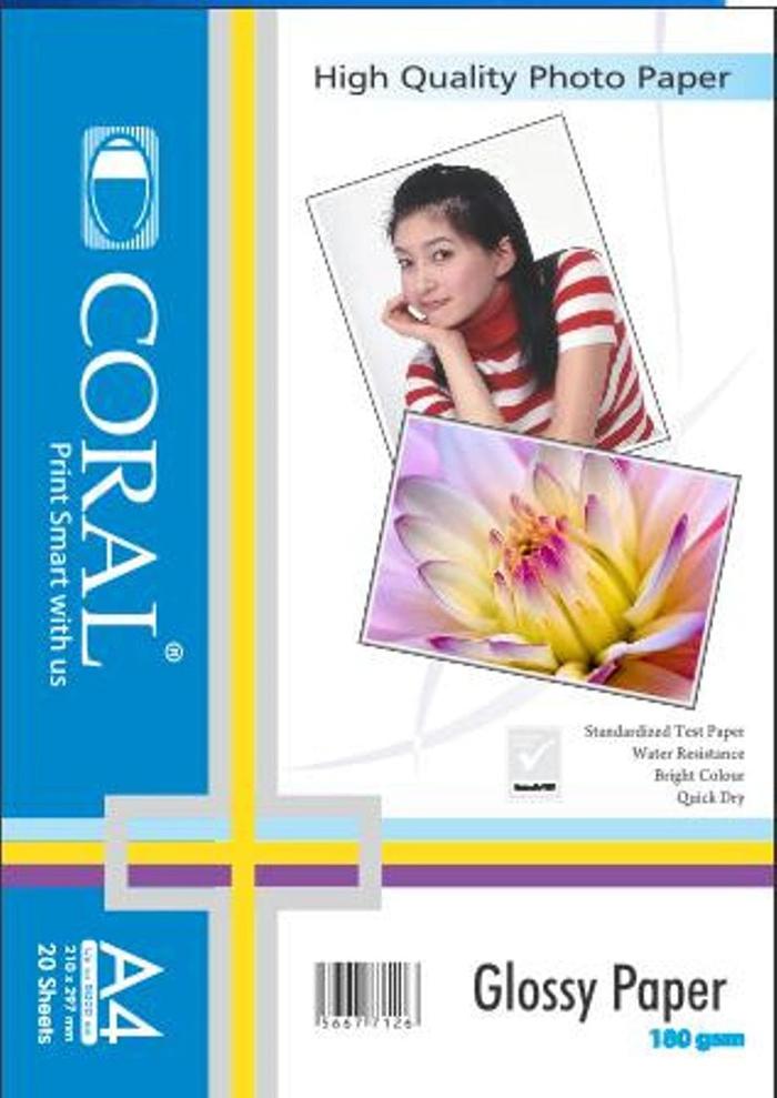 Jual CORAL GLOSSY PHOTO PAPER A4 180 GSM - Kota Bandung - JAYA.ATK ...