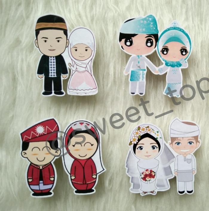 Jual Topper Pengantin Hijab utk dekorasi cake, puding, tumpeng dll ...