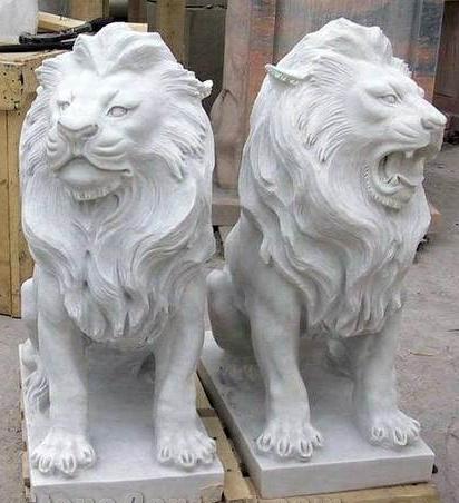 Jual patung singa 60 cm (1set) bahan batu alam paras putih - Kota ...