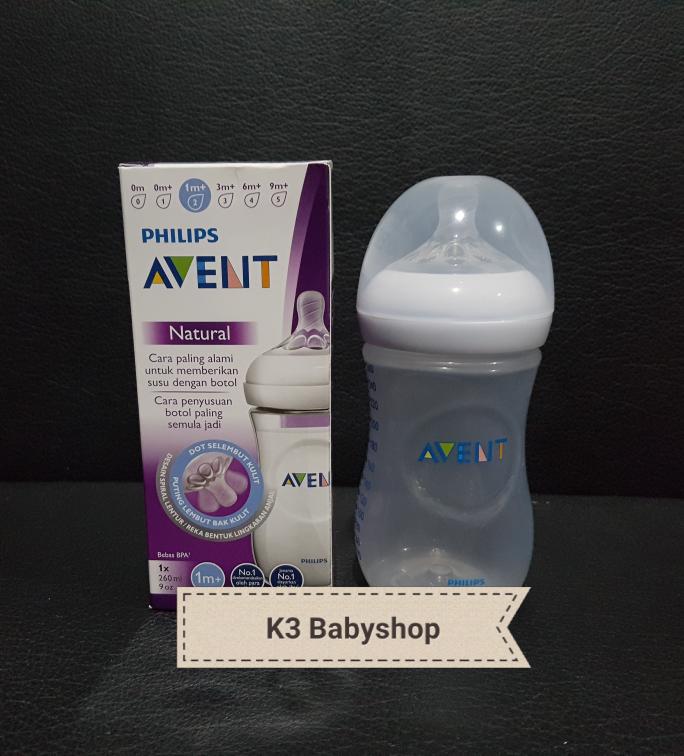 Jual Botol Susu Avent Natural 260ml 260 ml White Putih Single Pack (Box ...