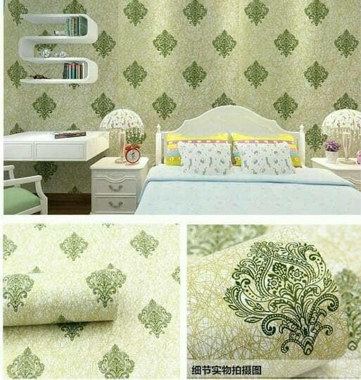 Jual wallpaper damask hijau 45 cm x 10 mtr ~ Wallpaper sticker dinding - Kota Tangerang Selatan ...