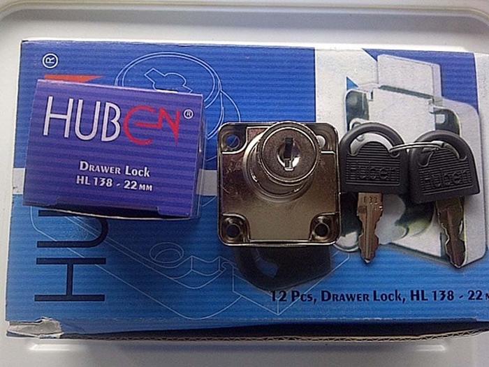 Jual Kunci Laci Huben 138-22 / Kunci Lemari Huben / Drawer Lock HL 138-22mm - Kota Surabaya ...