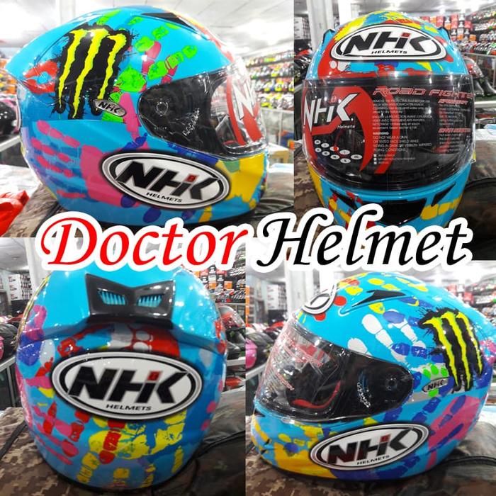 Jual Helm NHK GPTECH Motif Finger Print Blue Fullface Full GP TECH ...