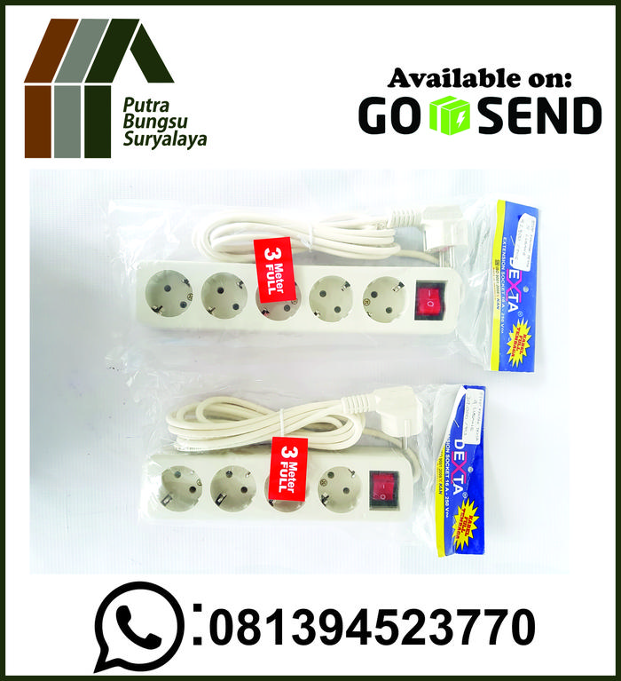 Jual Terminal Arde/ Stop Kontak/ Colokan 5 Lubang Panjang Kabel 3 Meter - Kota Bandung - Putra ...