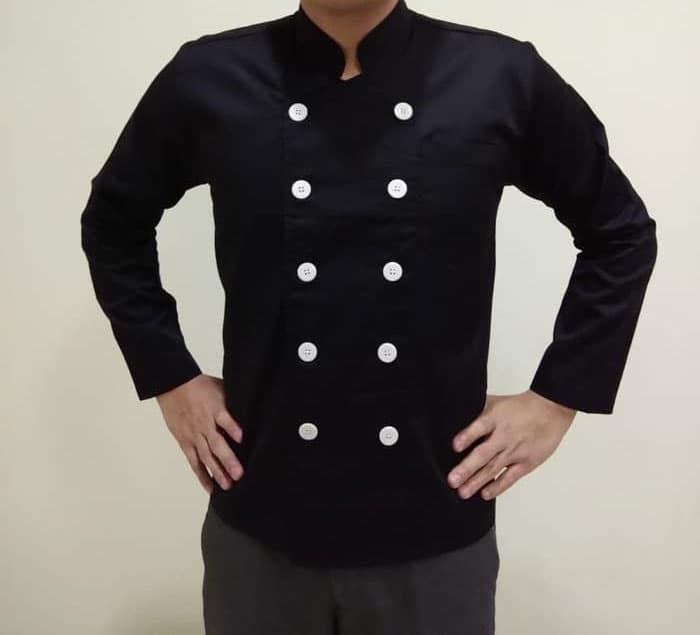 Jual Baju koki Seragam Chef Lengan Panjang hitam Harga Murah Kualitas ...