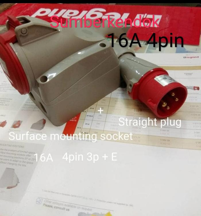 Jual LEGRAND SURFACE SOCKET + PLUG 16A IP44 4PIN INDUSTRIAL CONNECTOR ...
