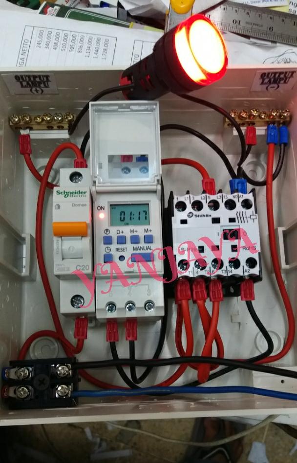 Jual Panel timer digital weekly + kontaktor 20A/panel timer digital ...