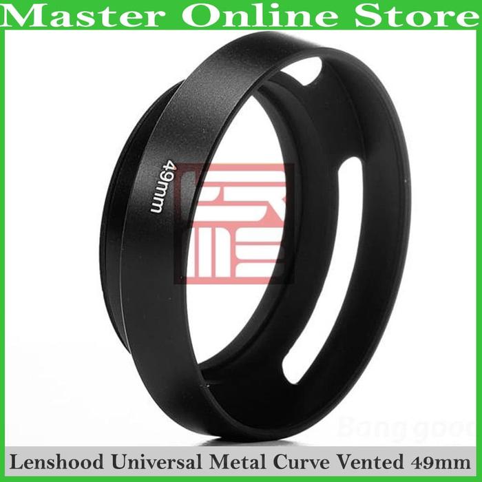 Jual Universal Lens Hood Lenshood Metal Curved Vented 49 mm 49mm Black ...