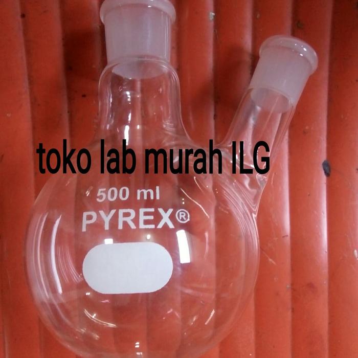 Jual Labu bulat 2 leher 500ml pyrex,boiling 2 neck 500ml pyrex - Kab ...