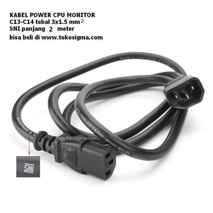 Jual KABEL POWER 2 mtr CPU-MONITOR C13-C14 SNI TEBAL 3x1.5mm - Jakarta Barat - Toko Optima ...