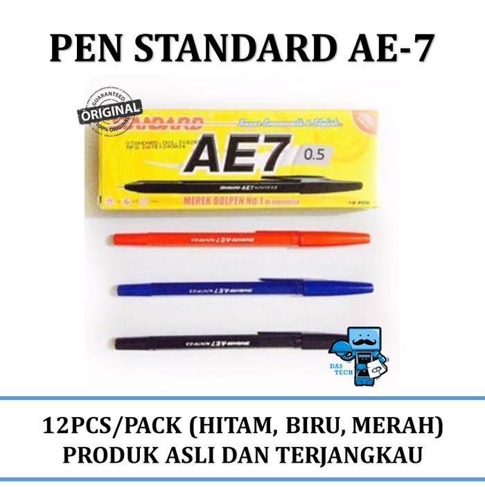 Jual Pulpen Ballpoint Standard AE-7 , (Hitam,Biru, Merah) Pack 12 PCS - Jakarta Pusat - Das ...