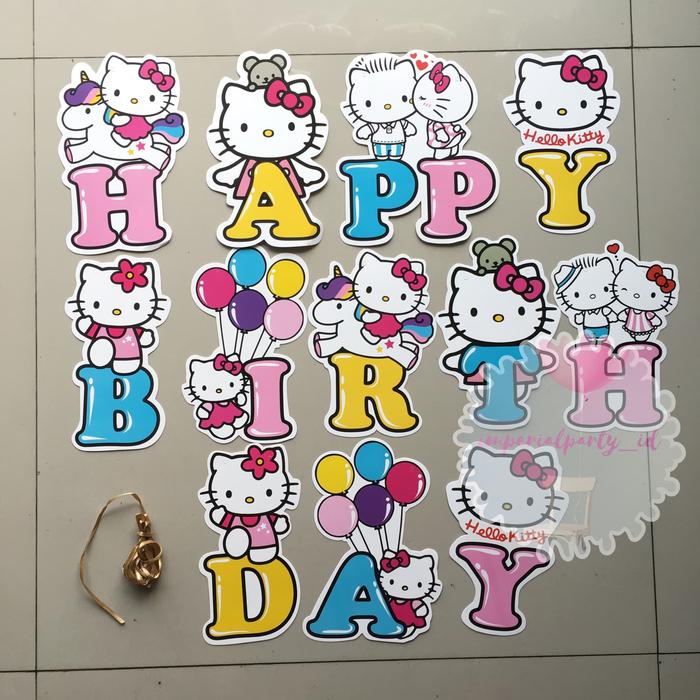 Jual Banner Bunting Flag Happy Birthday HBD Hello Kitty Besar - Jakarta ...