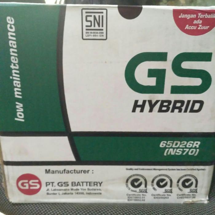 Jual aki mobil / Battery GS astra type Hybrid NS70 12volt-65amper ...