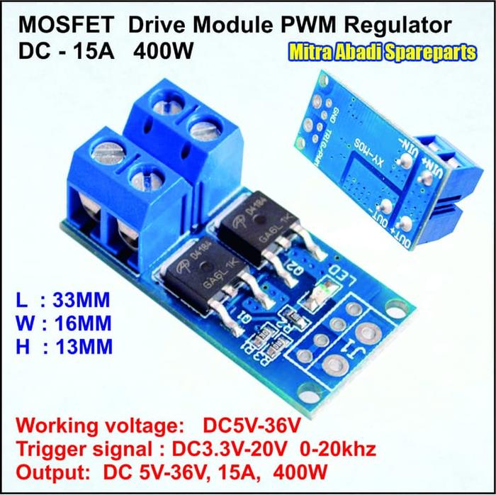 Jual PWM Mosfet Drive Trigger Switch AOD4184A Dimmer DC Lampu LED 15A ...