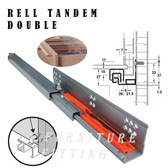 Jual rel laci tandem full knockers 50 cm.( 500MM ) FULL EXTENSION 2D ...