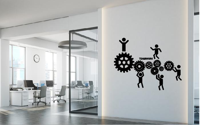 Promo Wall Sticker Teamwork Gear Stiker Quote Hiasan Dinding Kantor ...
