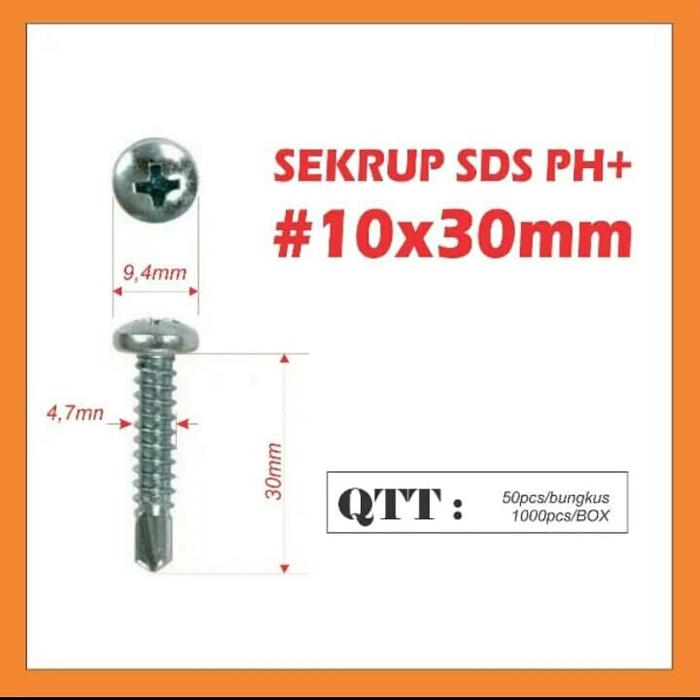 Jual No 10x30mm - Sekrup SDS PH - Self Drilling Screw Pan Head - isi ...
