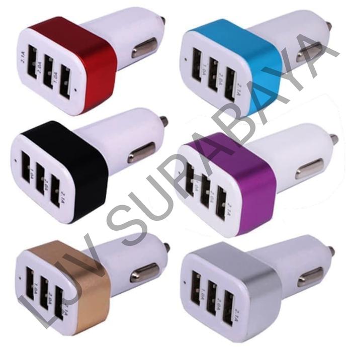 Jual ADAPTOR CAR MOBIL CHARGER CARGER COLOKAN PORT 3 IN 1/ BATOK CAS ...