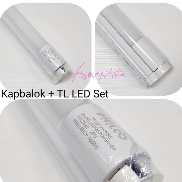 Jual Lampu TL LED Set 18w + Rumah Kap Balok Tube T8 120cm Putih 18watt ...