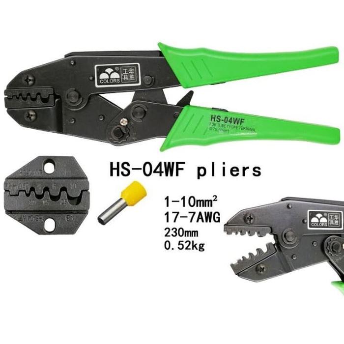 Jual HS-04WF Tang Press Skun 1mm-10mm2 Rachet Ferrules Wire Crimping ...