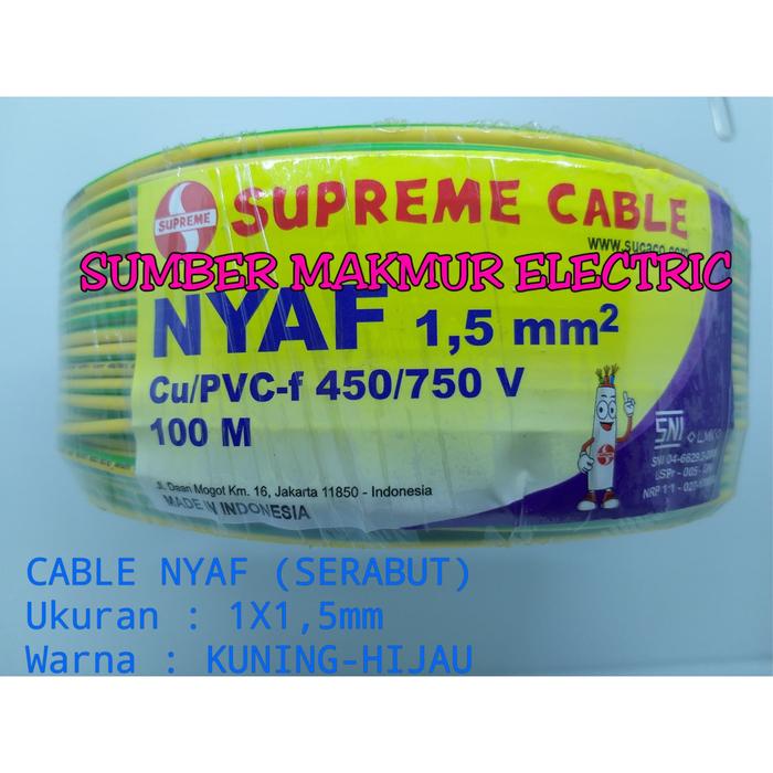 Jual CABLE NYAF 1,5mm / KABLE NYAF SERABUT 1,5mm Merk SUPREME - KUNING ...