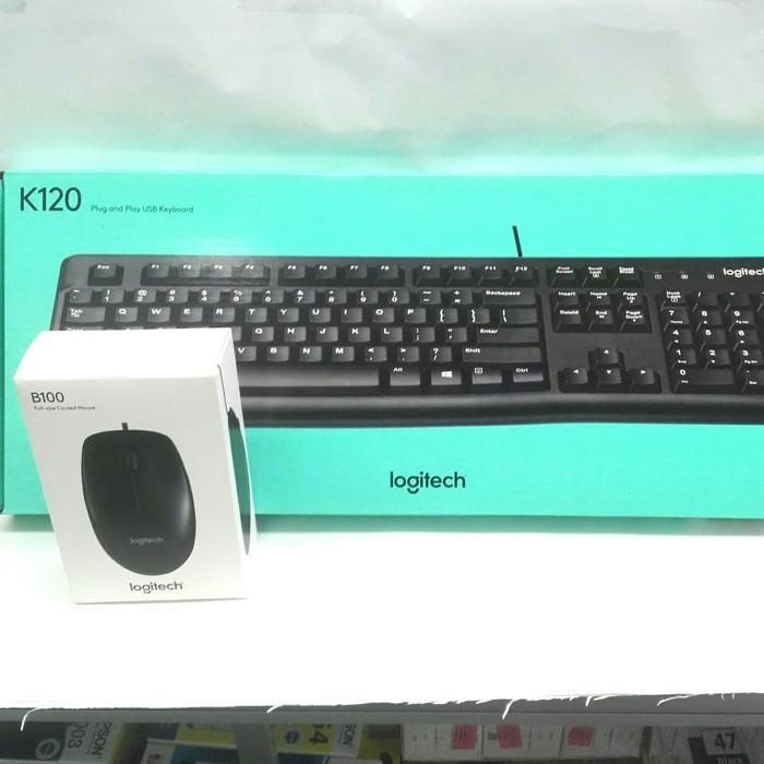 Jual Keyboard Mouse Logitech K120 + B100 ORIGINAL GARANSI RESMI ...