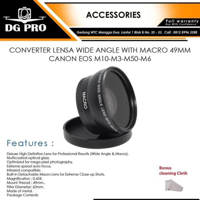 Jual CONVERTER LENSA WIDE ANGLE WITH MACRO 49MM - CANON EOS M10-M3-M50 ...