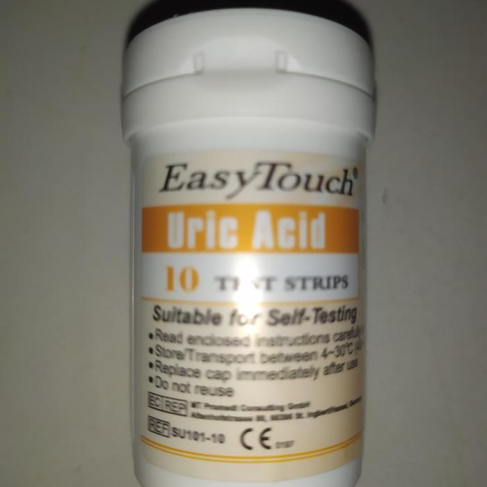 Jual strip tes asam urat easy touch isi 10 original uric acid test ...