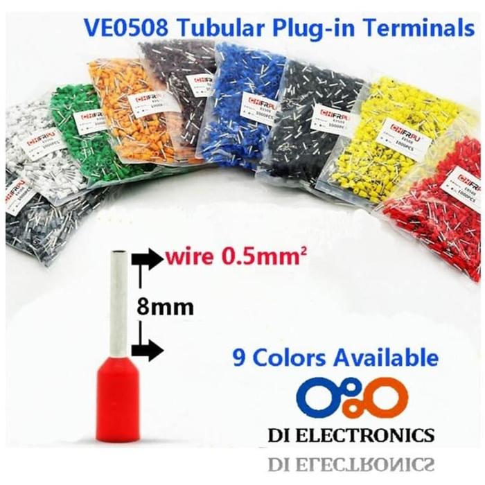 Jual E0508 Ferrules Skun Kabel 0.5mm Insulated Tubular Wire Crimp Connector - Abu-abu - Kota ...