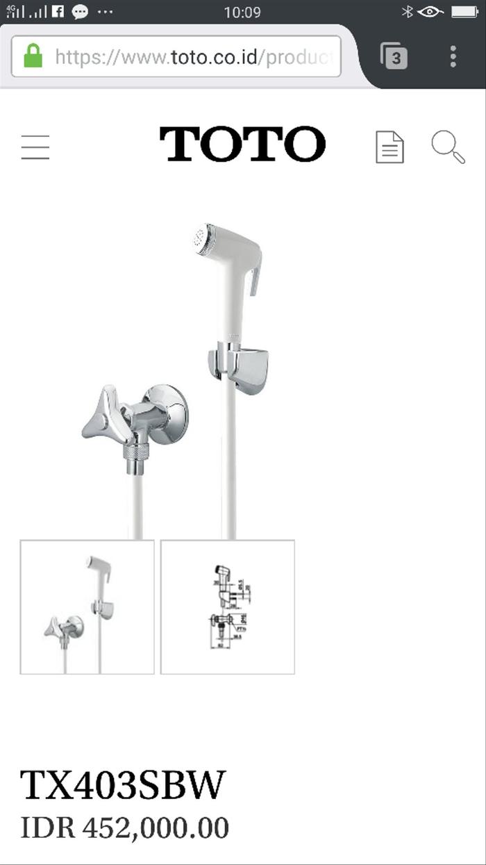 Jual tx 403 sbw jetshower toto warna putih with stop valve tx 403 sv1 ...
