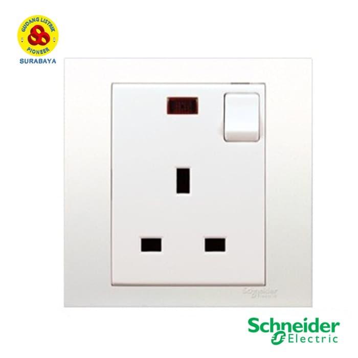 Jual Schneider Stop Kontak AC Vivace KB15N Dengan Neon Socket Outlet 3 ...