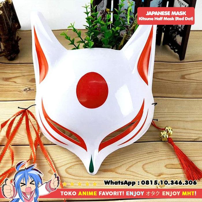 Jual Topeng Anime Jepang Rubah Kitsune Red Dot Fox Half Mask Cosplay ...
