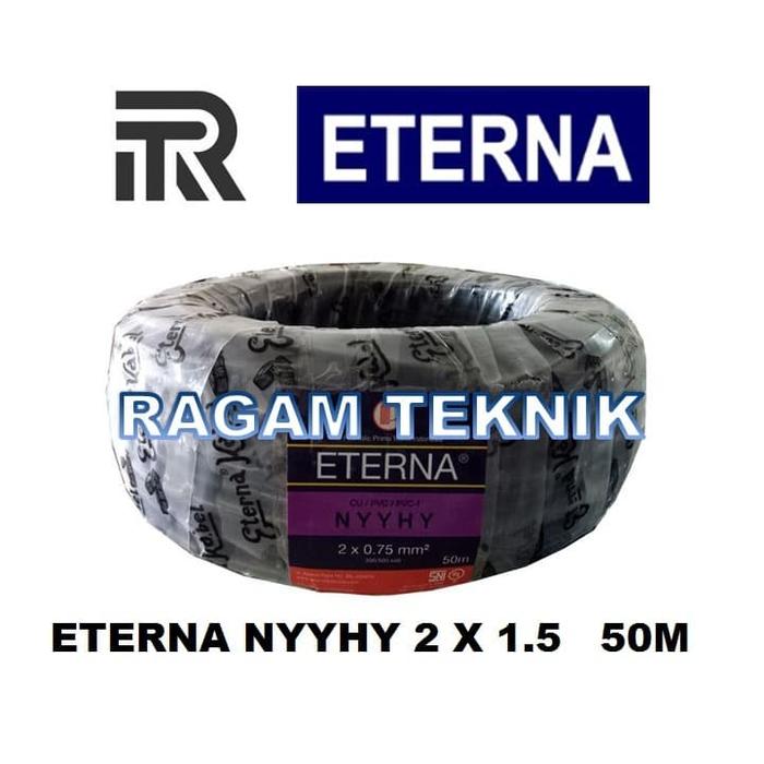 Jual Kabel Listrik Eterna NYYHY 2x1.5 mm rol 50 meter serabut rambut hitam - Kota Bandung ...