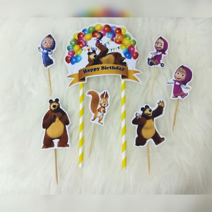 Jual Topper Marsha and The bear topper puding topper tart hiasan ultah ...