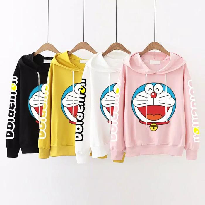 Jual SWEATER SWITER WANITA CEWEK MOTIF TERBARU HOODIE DORAEMON YELLOW ...