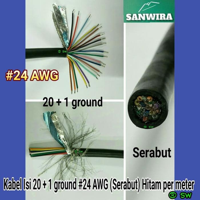 Jual Kabel Isi 20 + 1 ground #24 AWG (Serabut) Hitam per meter ...