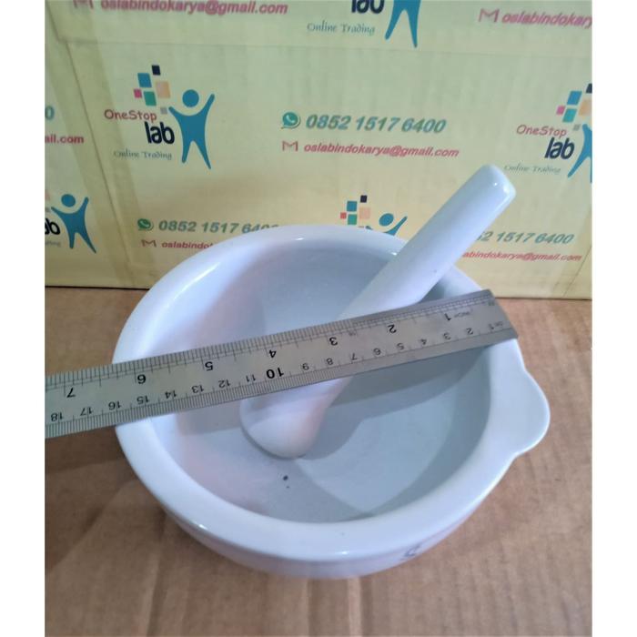 Jual Mortar with pestle dia 16 cm porcelain lumpang dan alu penumbuk ...