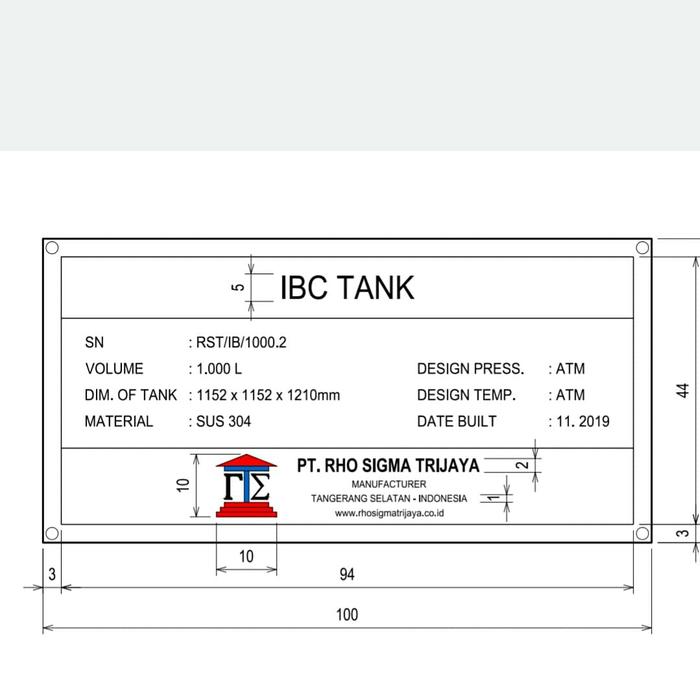 Jual name plate IBC TANK - Kota Bekasi - lemon advertising | Tokopedia
