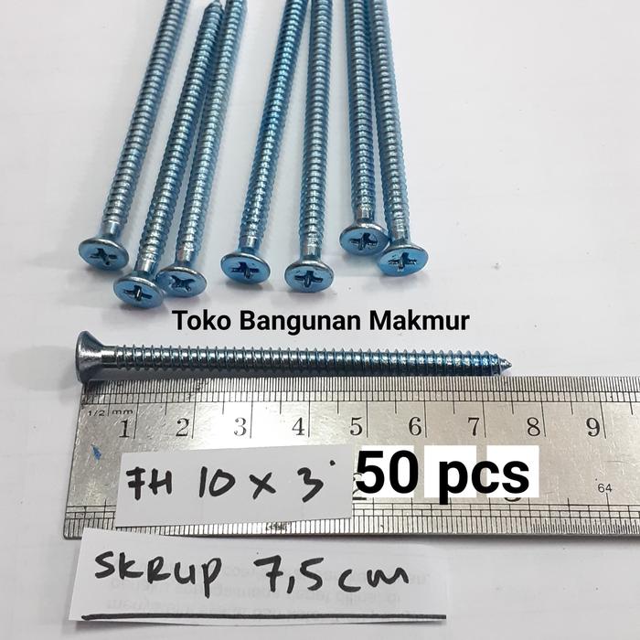 Jual Skrup Kepala Rata 10x3"= 7,5cm /Sekrup FH 10 x 3" Screw tapping 50pcs - Jakarta Selatan ...