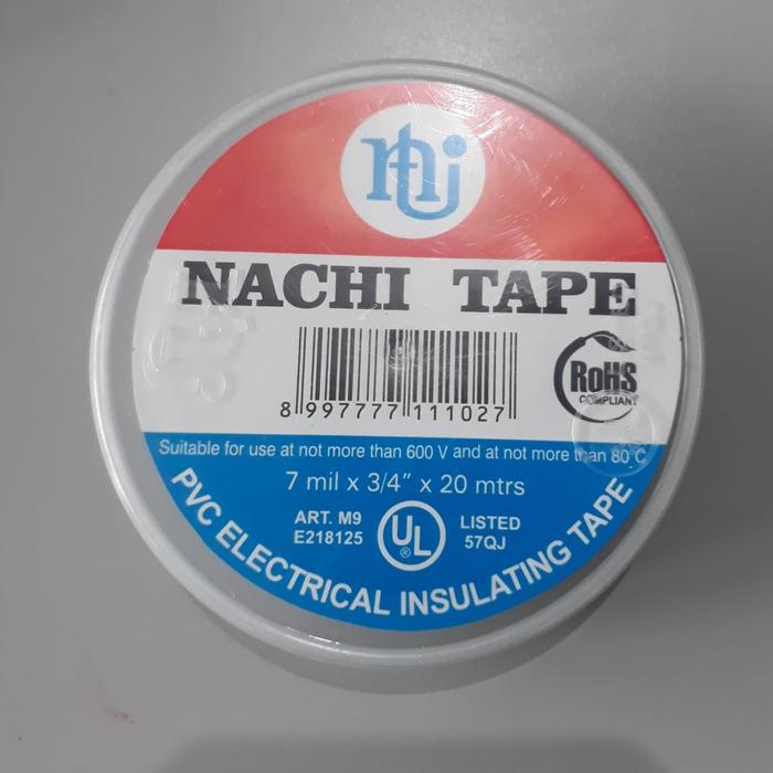 Jual Isolasi Listrik PVC Nachi Hitam 7 mil x 3/4" x 20 mtrs Electrical ...