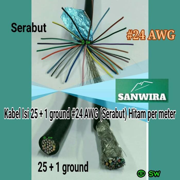 Jual Kabel Isi 25 + 1 ground #24 AWG (Serabut) Hitam per meter ...