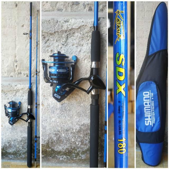 Jual Set Pancing Laut Reel Maguro Joran Kekutan 60 kg Edisi Blue ...