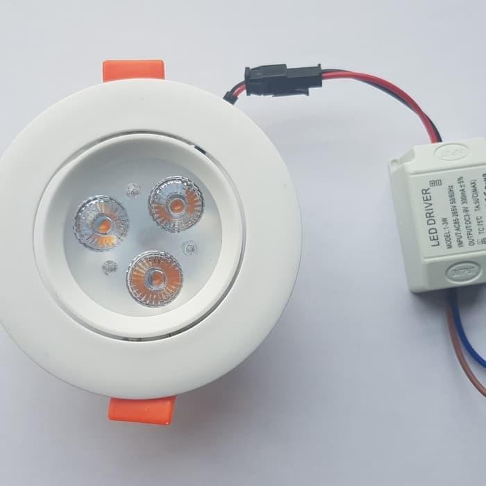 Jual Lampu Downlight Led Bulat 3 Mata 3W Bulat Tanam 3 watt - Putih ...