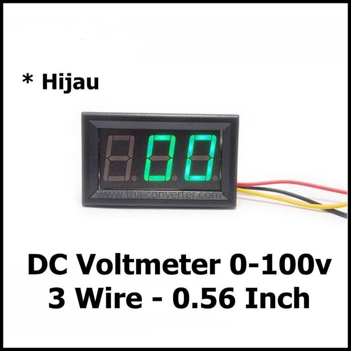 Jual Digital 3 wire DC Voltmeter 0-100v 0.56" Frame Volt Meter Hijau ...