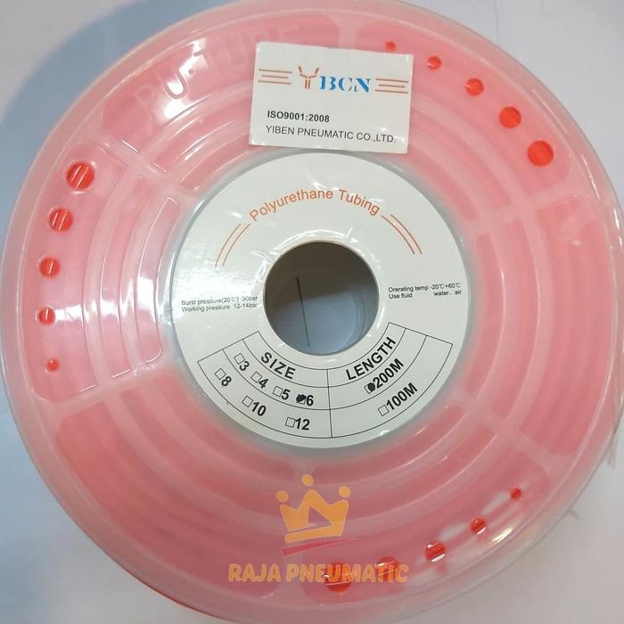 Jual SELANG ANGIN PNEUMATIC OD 6MM ID 4MM 1 ROLL 200M BAHAN PU ORANGE ...